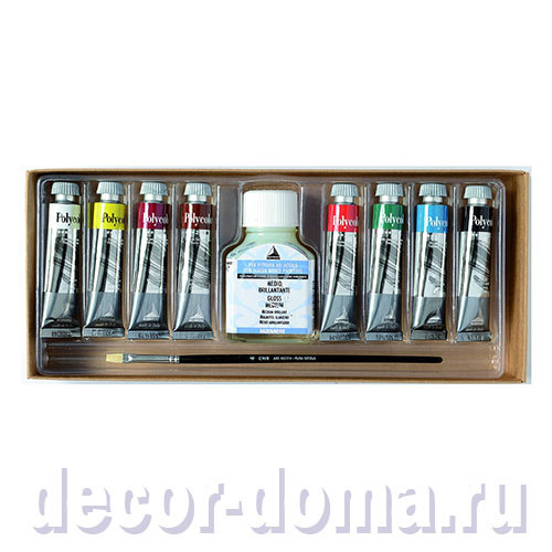 Maimeri Polycolor, набор, акриловых, красок, 8 х 20 мл, медиум, кисть ...